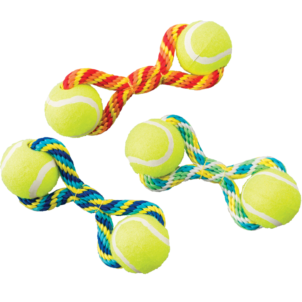 TUGGABALL DOUBLE TENNIS BALL ASSTD 7" - Ethical Pet
