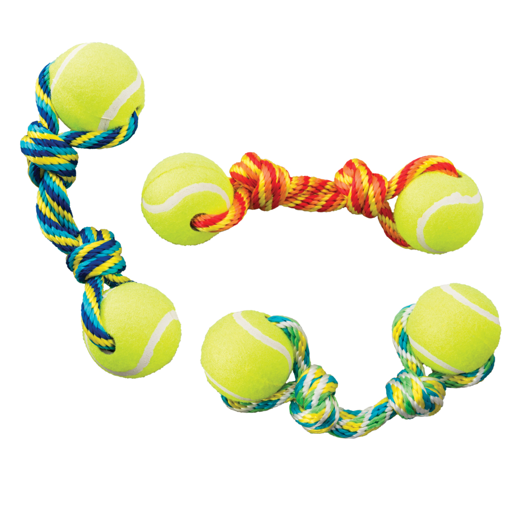 TUGGABALL DOUBLE TENNIS BALL ASSTD 9" - Ethical Pet